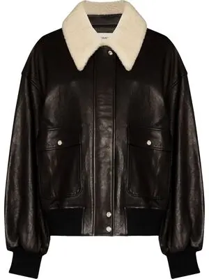 Khaite Shearling-trim Leather Jacket - Black