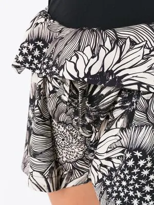 OSKLEN Sunflower-print Ruffled Shorts