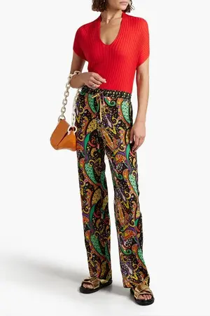 Etro Printed Silk Chiffon Straight-leg Pants