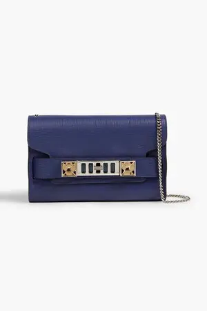 Proenza Schouler Textured Leather Clutch With Chain Strap - Navy