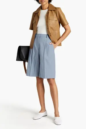 Acne Studios Pleated Pinstriped Wool Shorts