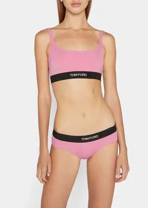 TOM FORD Logo Band Jersey Bralette Rosebloom