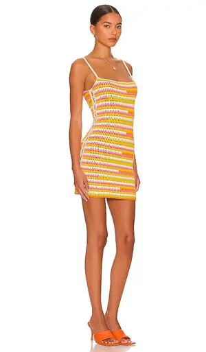 CAMILA COELHO Rhea Open Stitch Mini Dress In Yellow