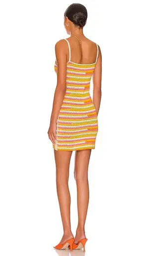 CAMILA COELHO Rhea Open Stitch Mini Dress In Yellow
