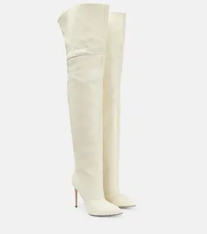 Women's White Stiletto Knee-High Boots