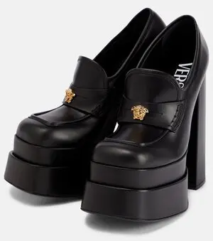 Versace Aevitas Leather Platform Loafer Pumps