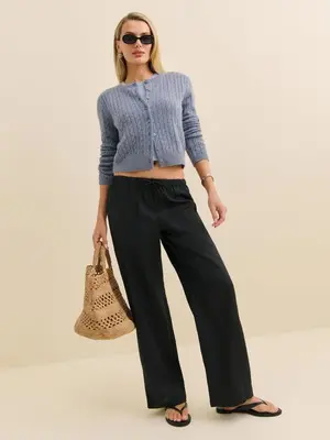REFORMATION Olina Linen Short Pant - Black