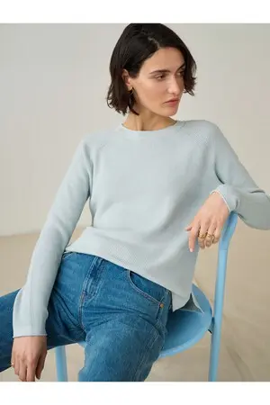 WHITE & WARREN Cotton Silk Ribbed Crewneck