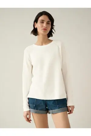 WHITE & WARREN Cotton Silk Ribbed Crewneck