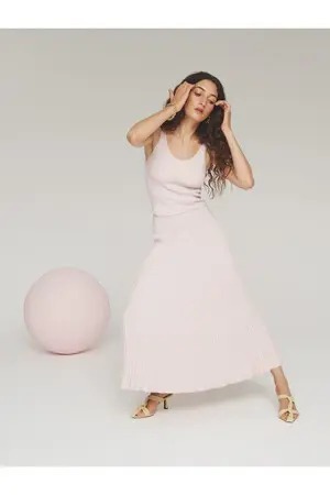 WHITE & WARREN Cotton Silk Ribbed Skirt