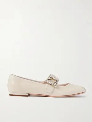 ROGER VIVIER Très Vivier Crystal-embellished Ballet Flats - Neutrals