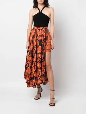 Roberto Cavalli Printed Silk Skirt