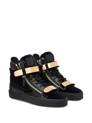 GIUSEPPE ZANOTTI Coby Velvet Mid-top Sneakers - Black