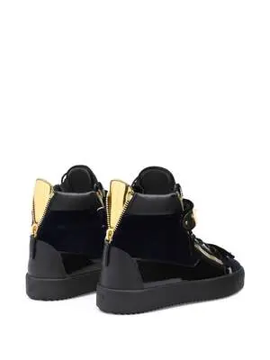 GIUSEPPE ZANOTTI Coby Velvet Mid-top Sneakers - Black