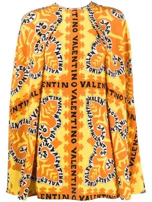 Valentino Garavani Logo-print Silk Mini Dress