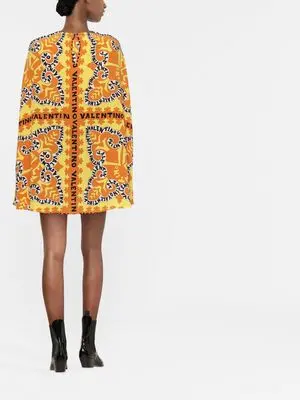 Valentino Garavani Logo-print Silk Mini Dress