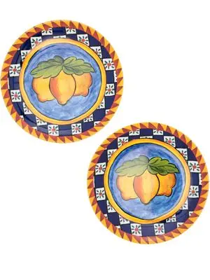 Dolce & Gabbana Carretto-print Dessert Plates - Blue