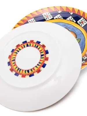 DOLCE & GABBANA CASA Carretto-print Dessert Plates