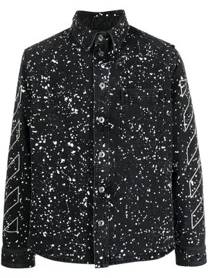 Off-White Diag-stripe Paint-splatter Denim Shirt