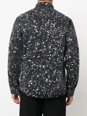 Off-White Diag-stripe Paint-splatter Denim Shirt