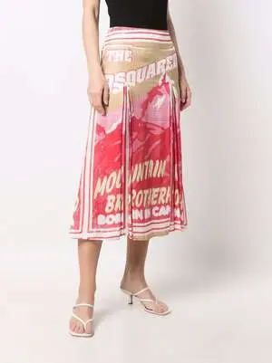 Dsquared2 Logo Box-pleat Skirt