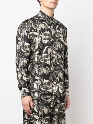 Roberto Cavalli Rose-print Silk Shirt
