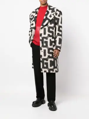 Gcds Monogram-print Single-breasted Coat