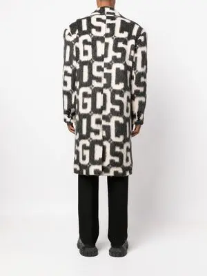 Gcds Monogram-print Single-breasted Coat