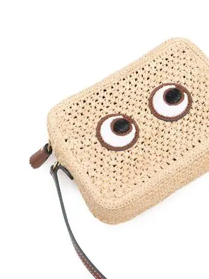 ANYA HINDMARCH Eyes-appliqué Woven Crossbody Bag - Neutrals