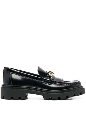 TOD'S Fringed Leather Loafers - Black