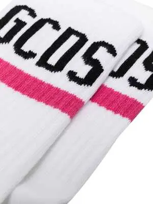 Gcds Intarsia-knit Logo Socks - White