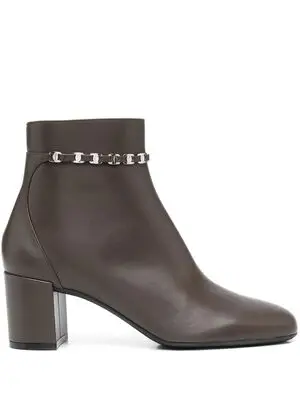 FERRAGAMO Chain-link Leather Ankle Boots