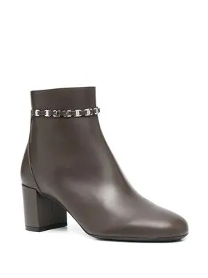 FERRAGAMO Chain-link Leather Ankle Boots