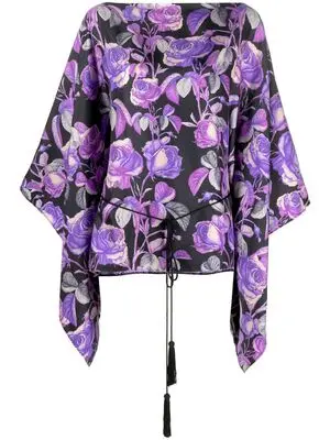 Roberto Cavalli Rose-print Silk Blouse