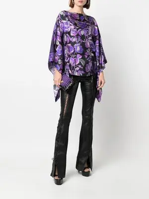 Roberto Cavalli Rose-print Silk Blouse
