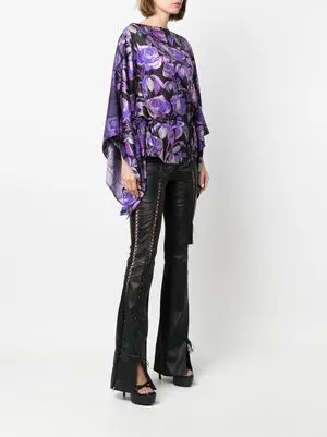 Roberto Cavalli Rose-print Silk Blouse