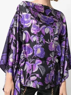 Roberto Cavalli Rose-print Silk Blouse