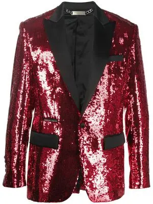 Philipp Plein Sequin Single-breasted Blazer - Red