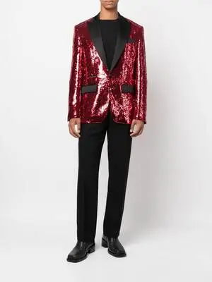 Philipp Plein Sequin Single-breasted Blazer - Red