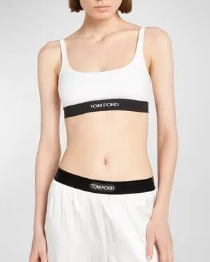 TOM FORD TOM FORD Logo Band Jersey Bralette White