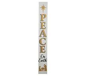GLITZHOME 60'h Wooden Nativity Peace Porch Sign - One-color