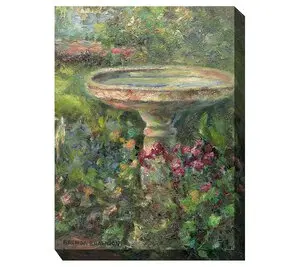 WEST OF THE WIND Outdoor Canvas Art Birdbath 30 X 40 - One-color