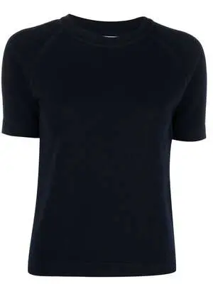 BARRIE Short-sleeve Cashmere Knit Top - Blue