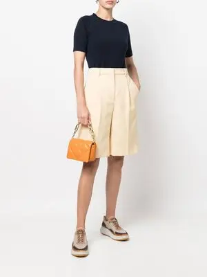 BARRIE Short-sleeve Cashmere Knit Top - Blue