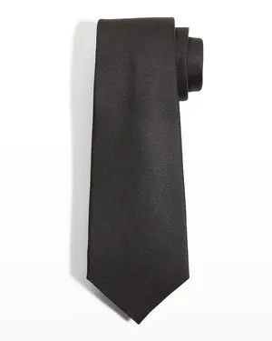 Kiton Kiton Solid Textured Silk Tie Black