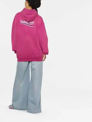 Balenciaga Embroidered Logo Hoodie - Pink