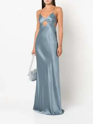Michelle Mason Cut-out Silk Gown - Blue