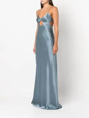 Michelle Mason Cut-out Silk Gown - Blue