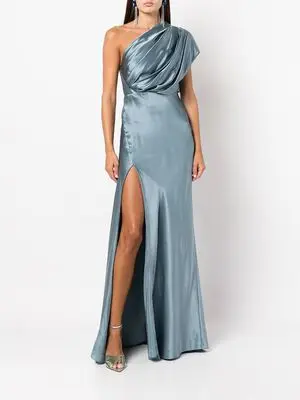 Michelle Mason Asymmetric Open Back Gown - Blue