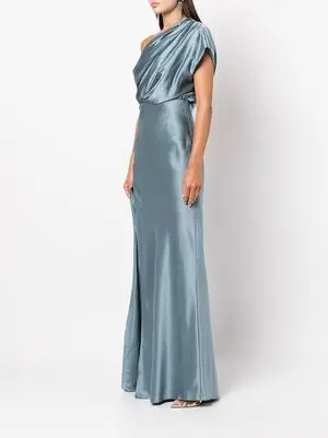 Michelle Mason Asymmetric Open Back Gown - Blue
